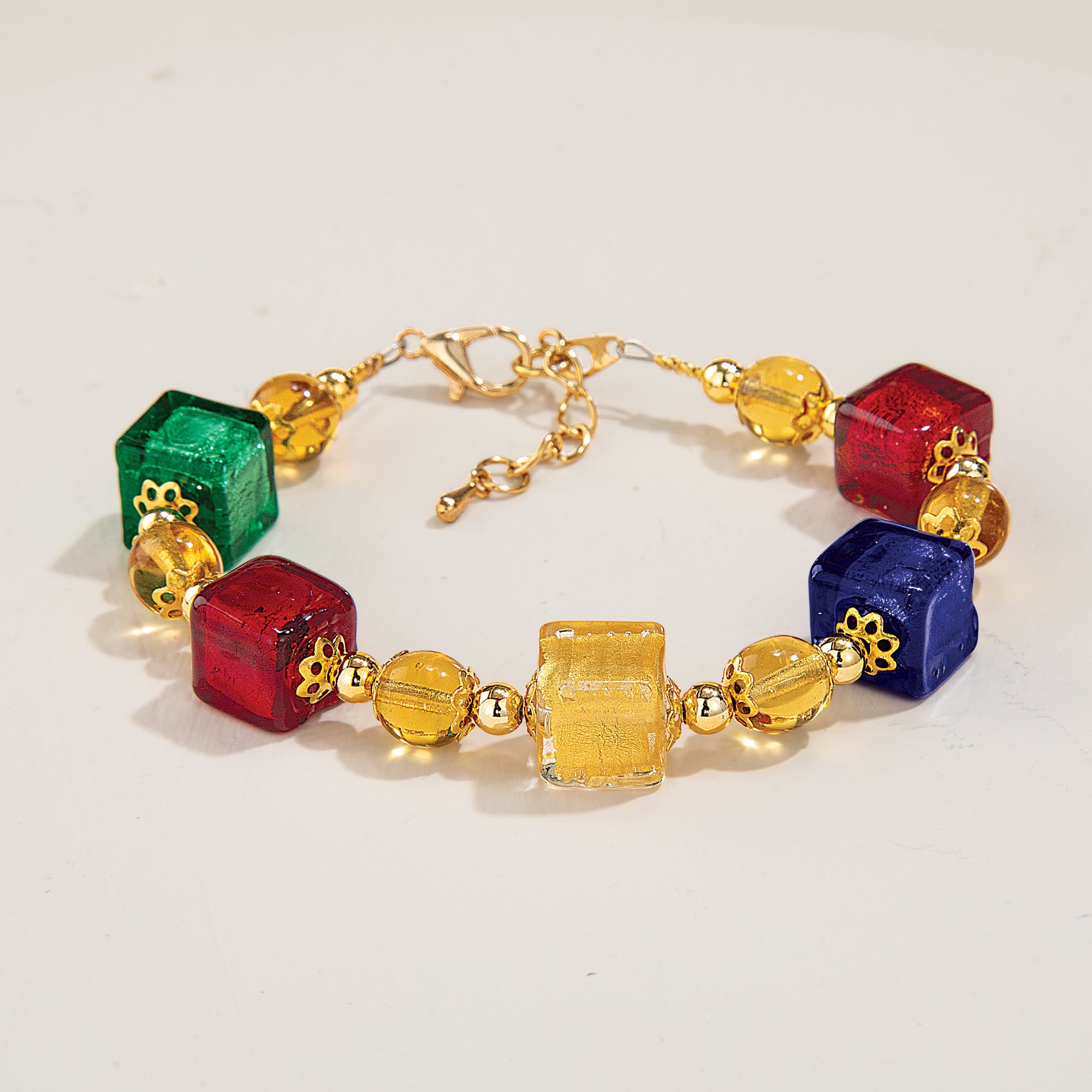 Murano Glass Colorful Concentric Cube Bracelet | Uno Alla Volta