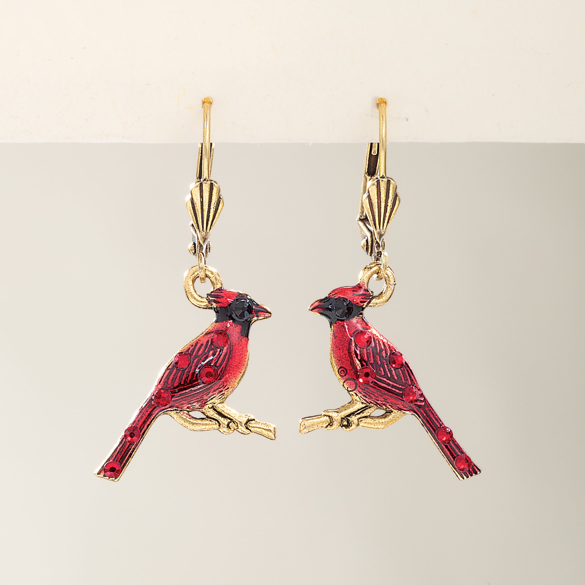 Red Cardinal Enamel Earrings | Uno Alla Volta