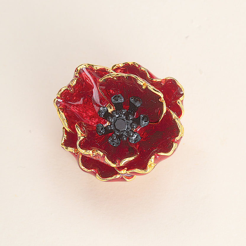 Crystal & Enamel Poppy Brooch | Uno Alla Volta