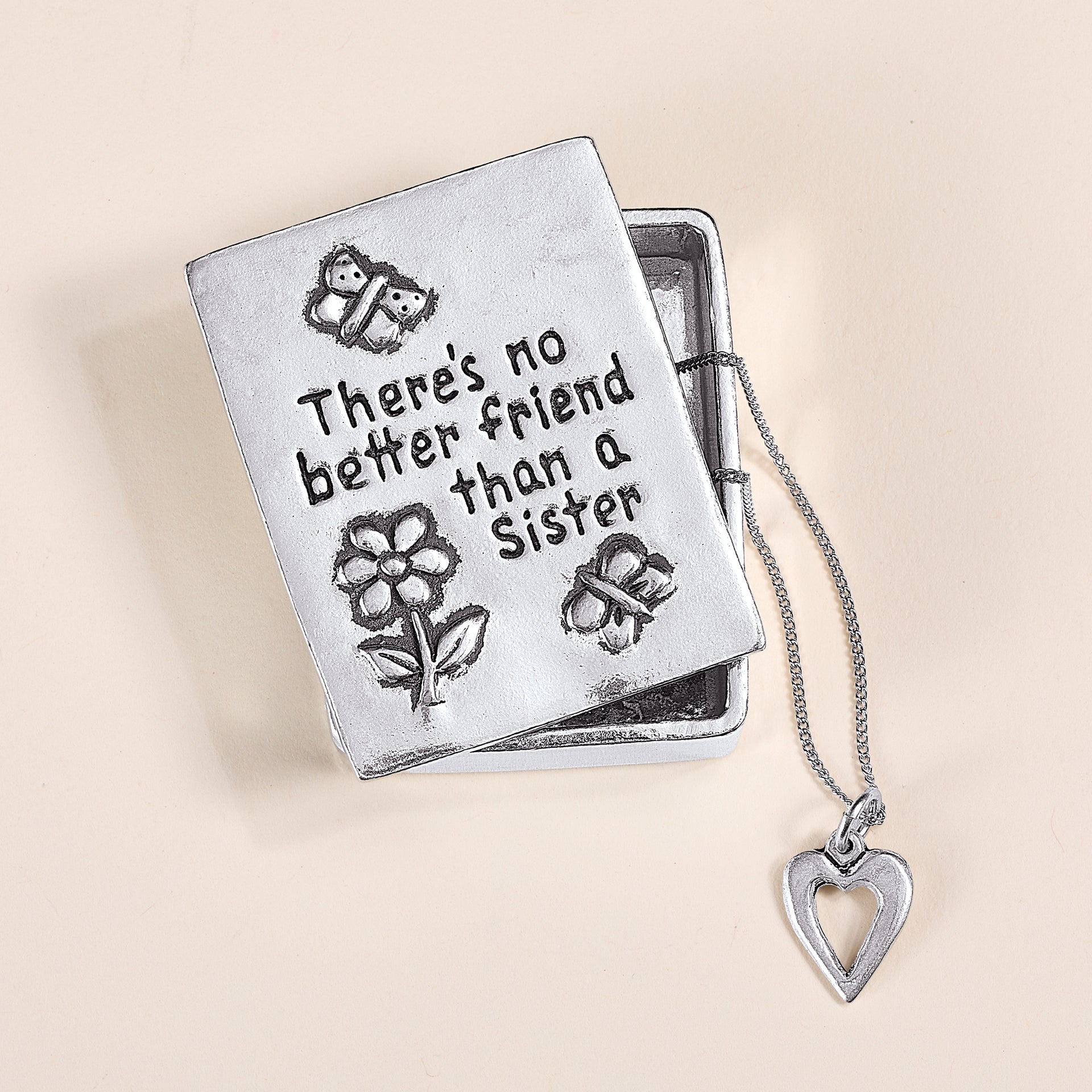 No Better Friend Than A Sister Pewter Wish Box | Uno Alla Volta