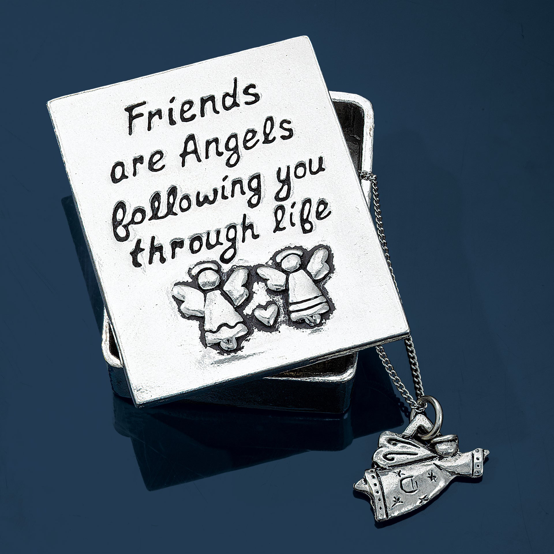 Friends Are Angels Pewter Wish Box | Uno Alla Volta