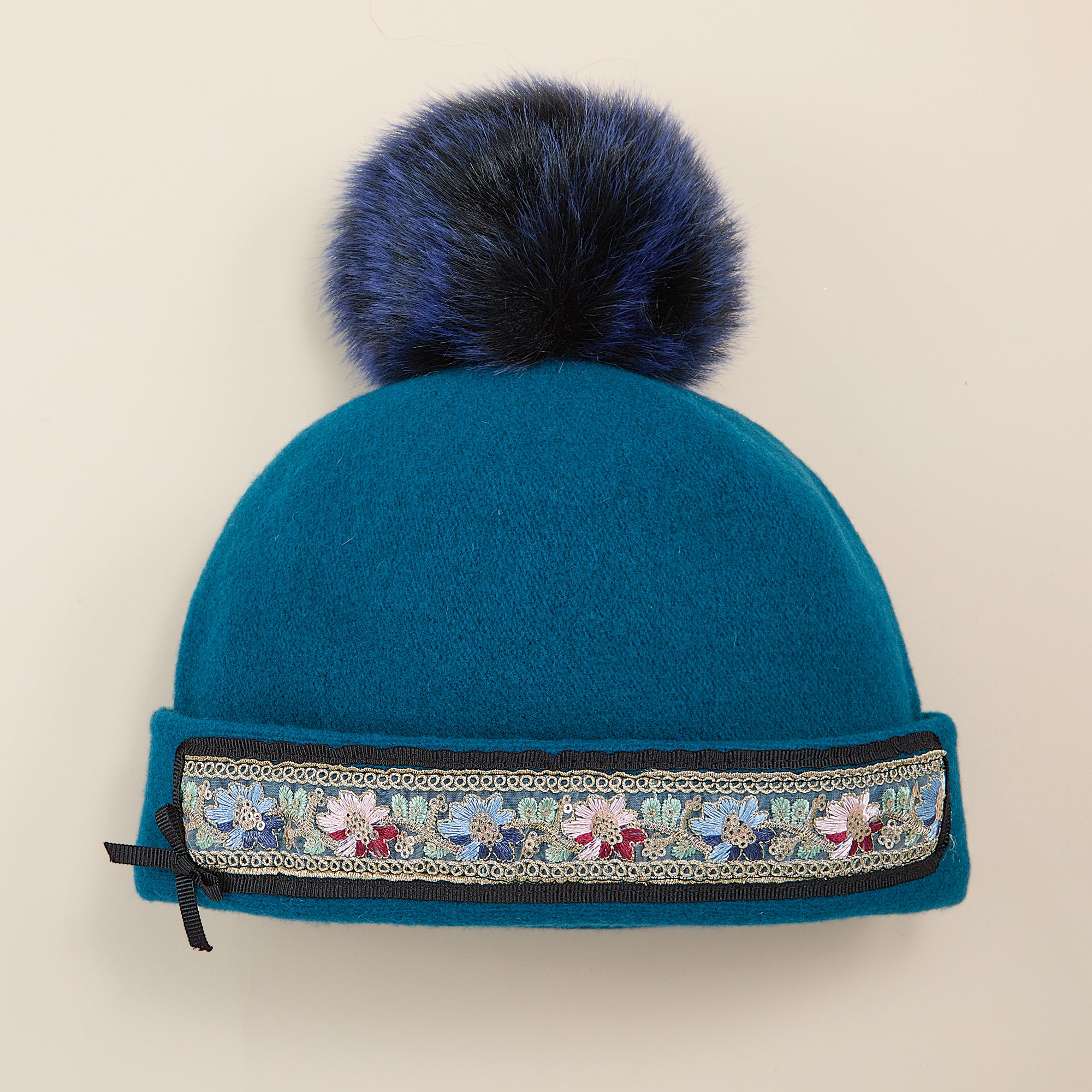 Mia Teal Italian Wool Cap | Uno Alla Volta