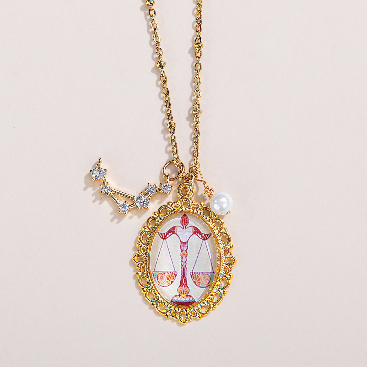 Painted Glass Libra Zodiac Pendant Necklace (Preorder) | Uno Alla Volta