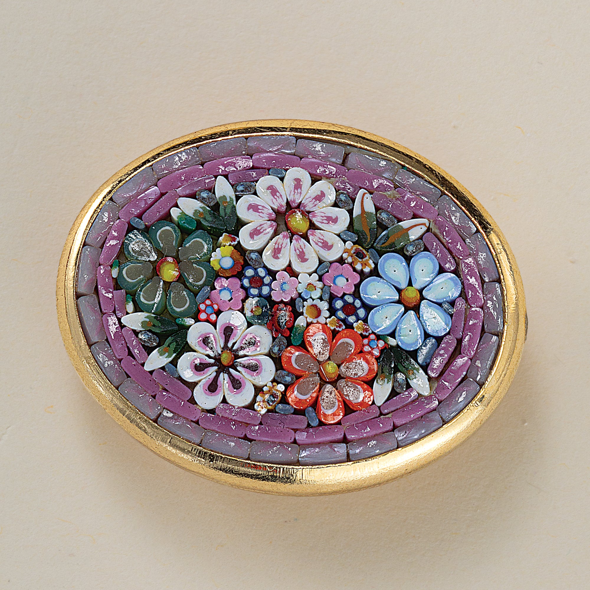Murano Glass Inlaid Millefiori Oval Brooch (Preorder) | Uno Alla Volta