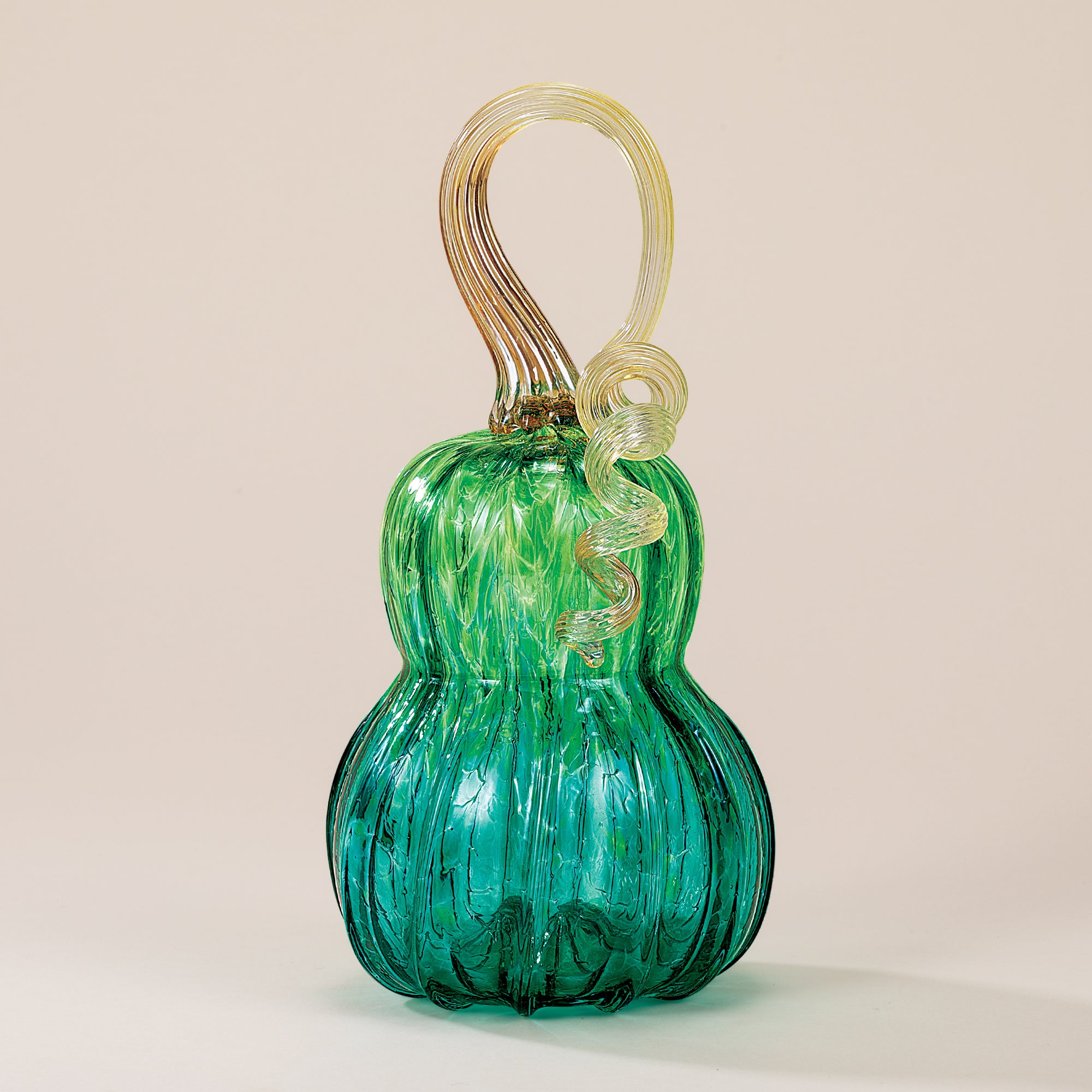 Hand-Blown Glass Emerald Gourd | Uno Alla Volta
