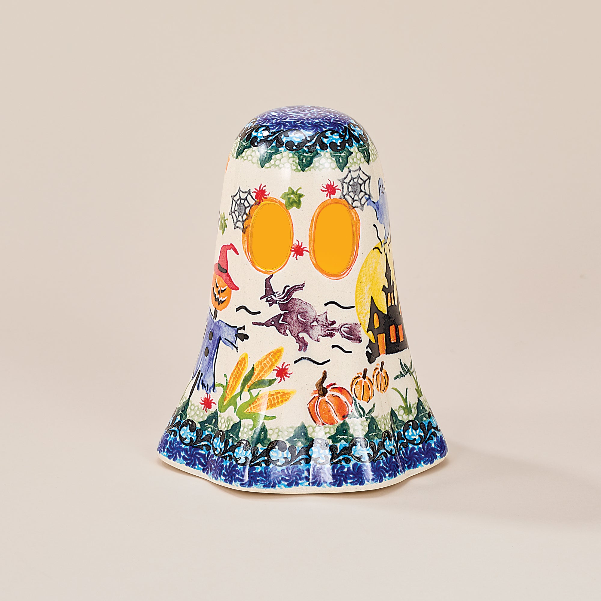 Polish Pottery Magic Moonlight Ghost Luminary | Uno Alla Volta