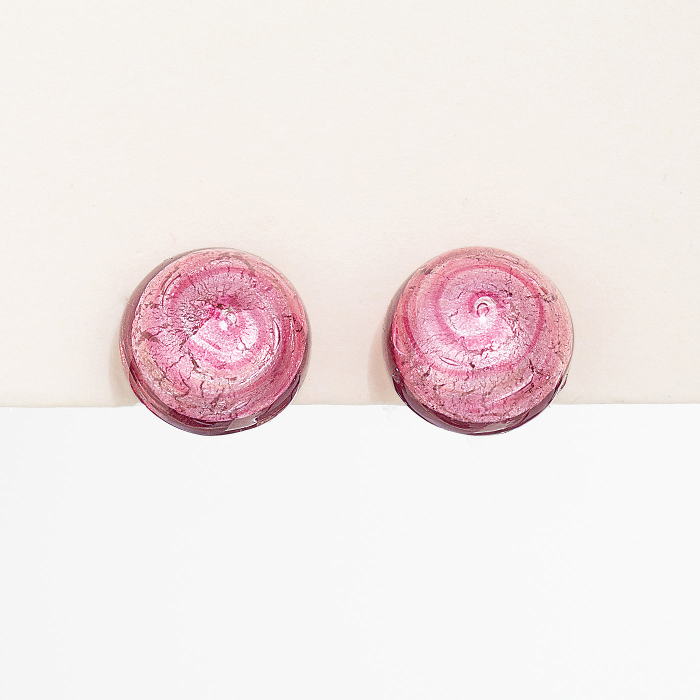 Murano Glass Fuchsia Clip-On Button Earrings (Preorder) | Uno Alla Volta