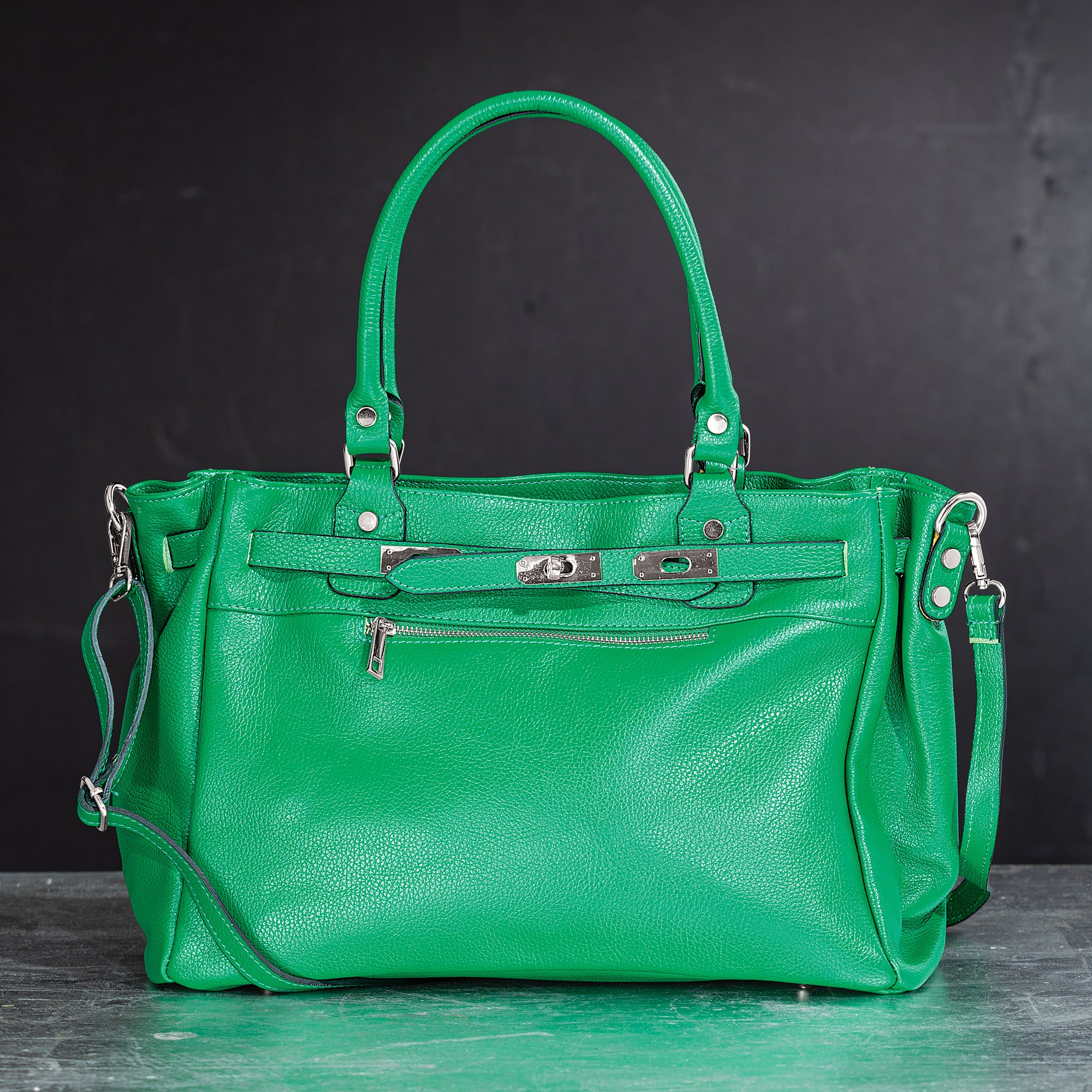 Lago Di Lugano Green Italian Leather Handbag (Preorder) | Uno Alla Volta