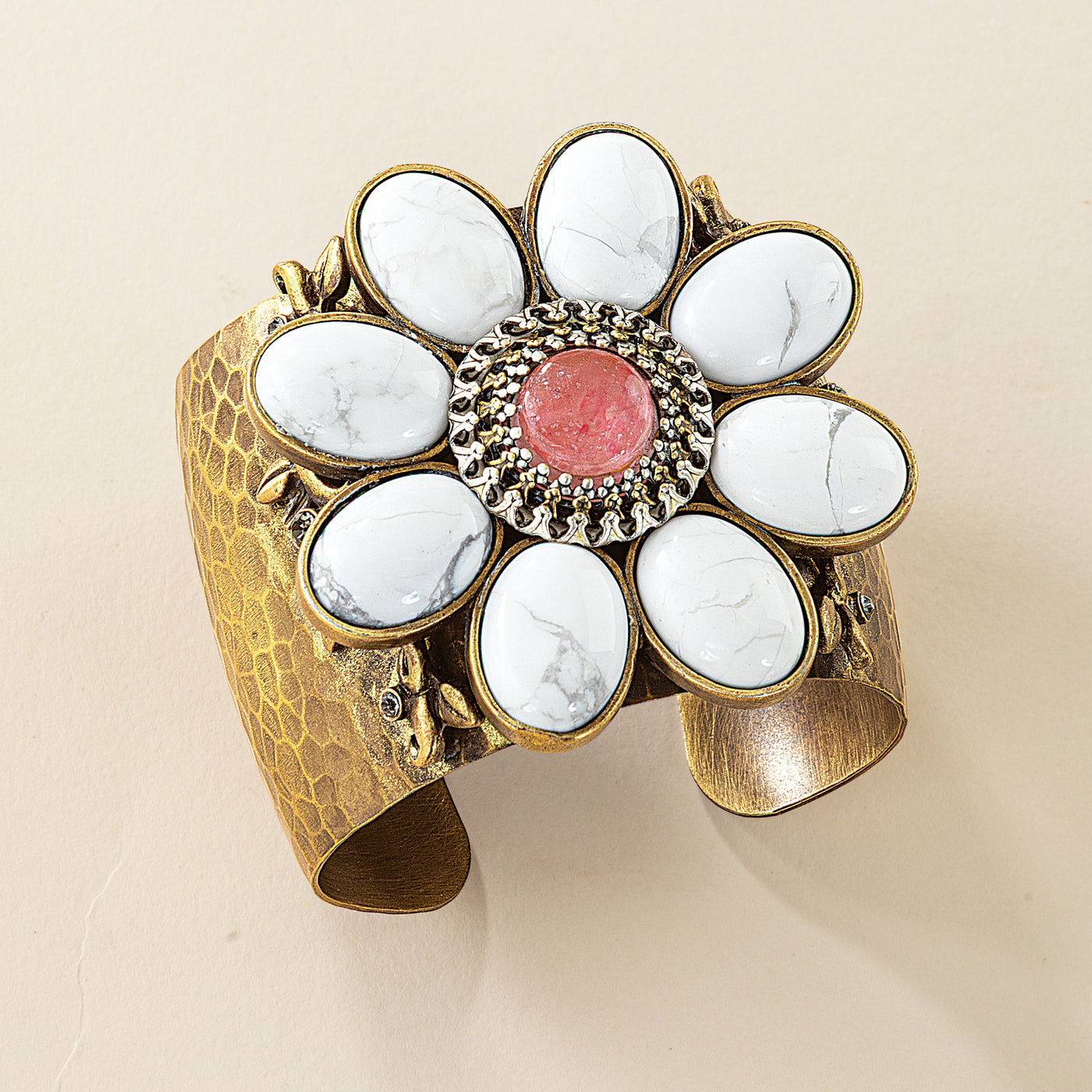 Pink & White Wildflower Statement Cuff (Preorder) | Uno Alla Volta
