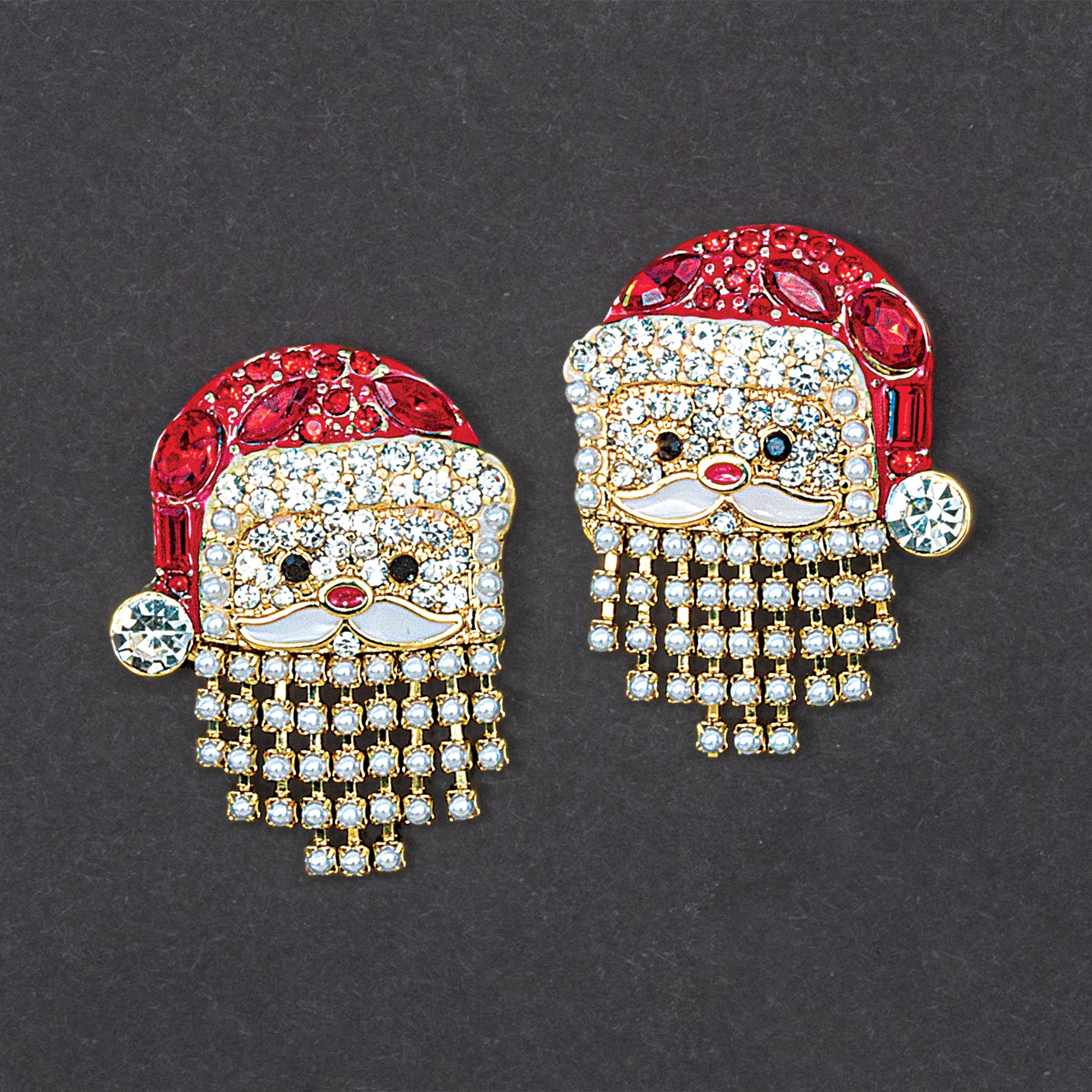Hand-Set Sparkling Santa Earrings | Uno Alla Volta