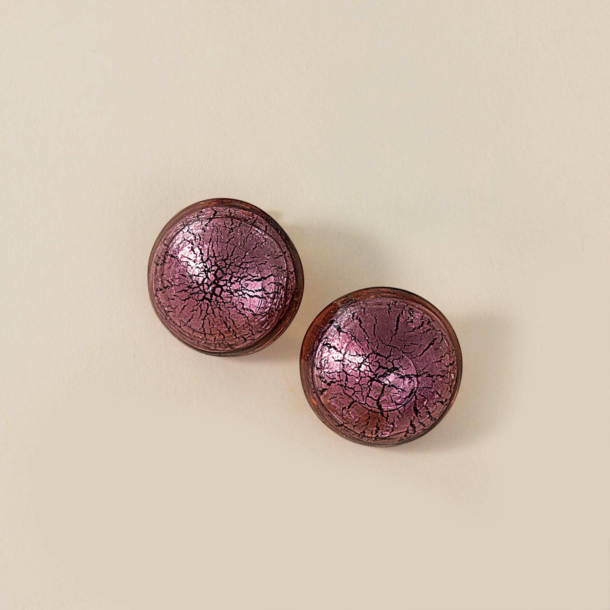 Murano Glass Plum Clip-On Button Earrings (Preorder) | Uno Alla Volta