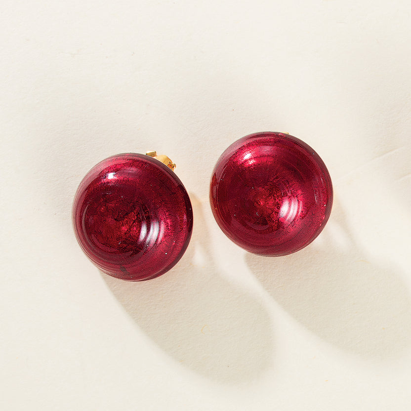 Murano Glass Red Clip-On Button Earrings | Uno Alla Volta