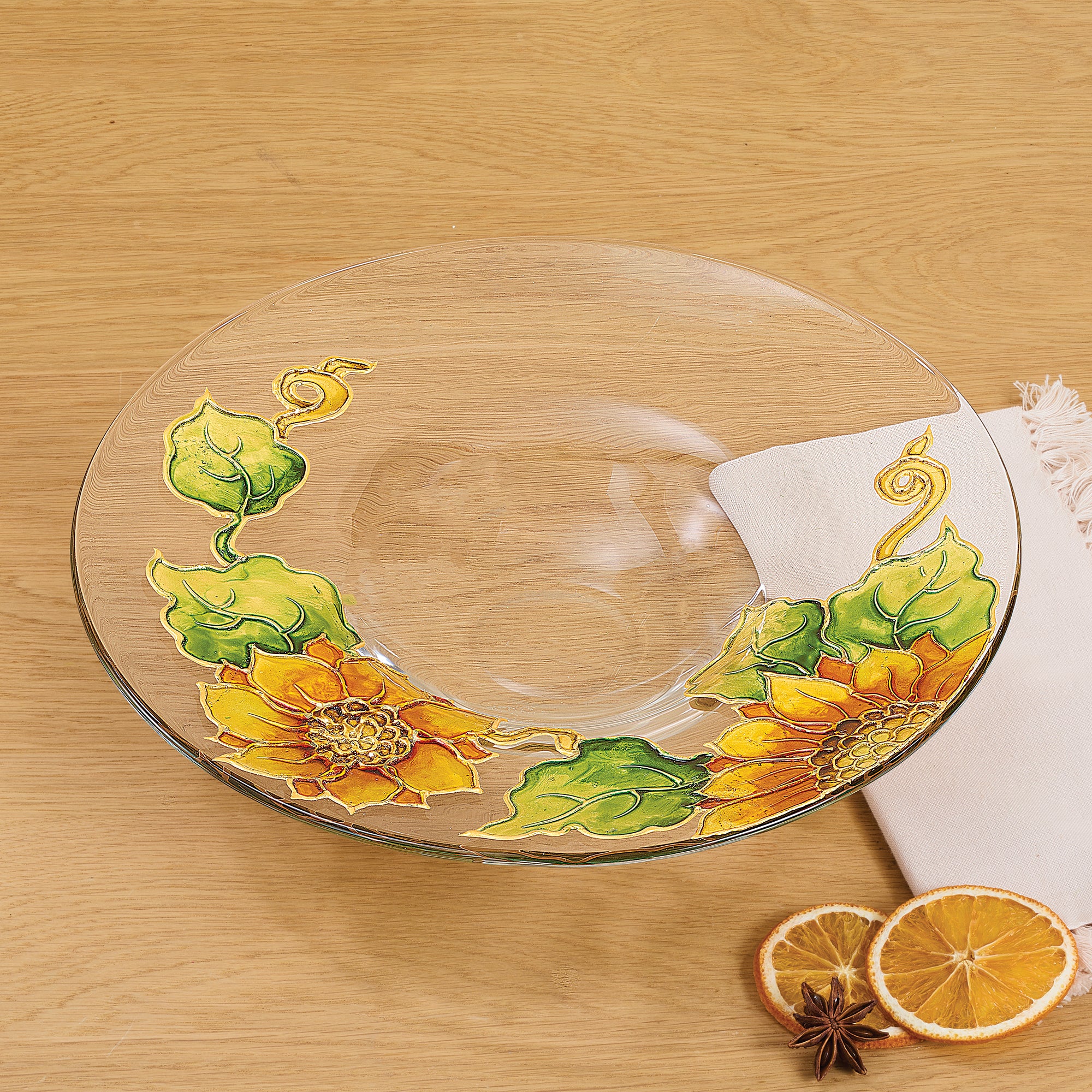 Hand-Gilded Sunflower Glass Serving Bowl | Uno Alla Volta