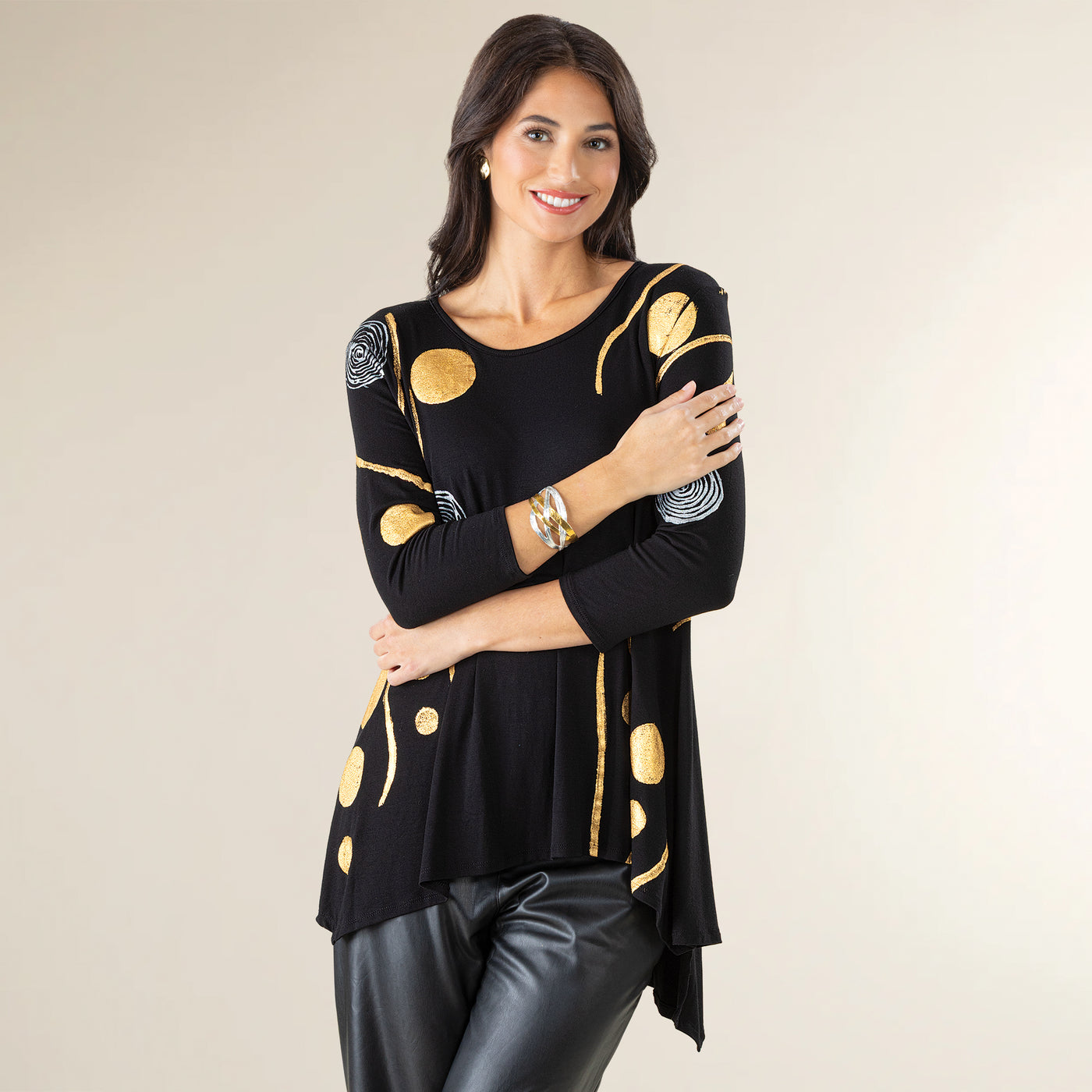 Hand-Painted Shimmering Circles Blouse | Uno Alla Volta