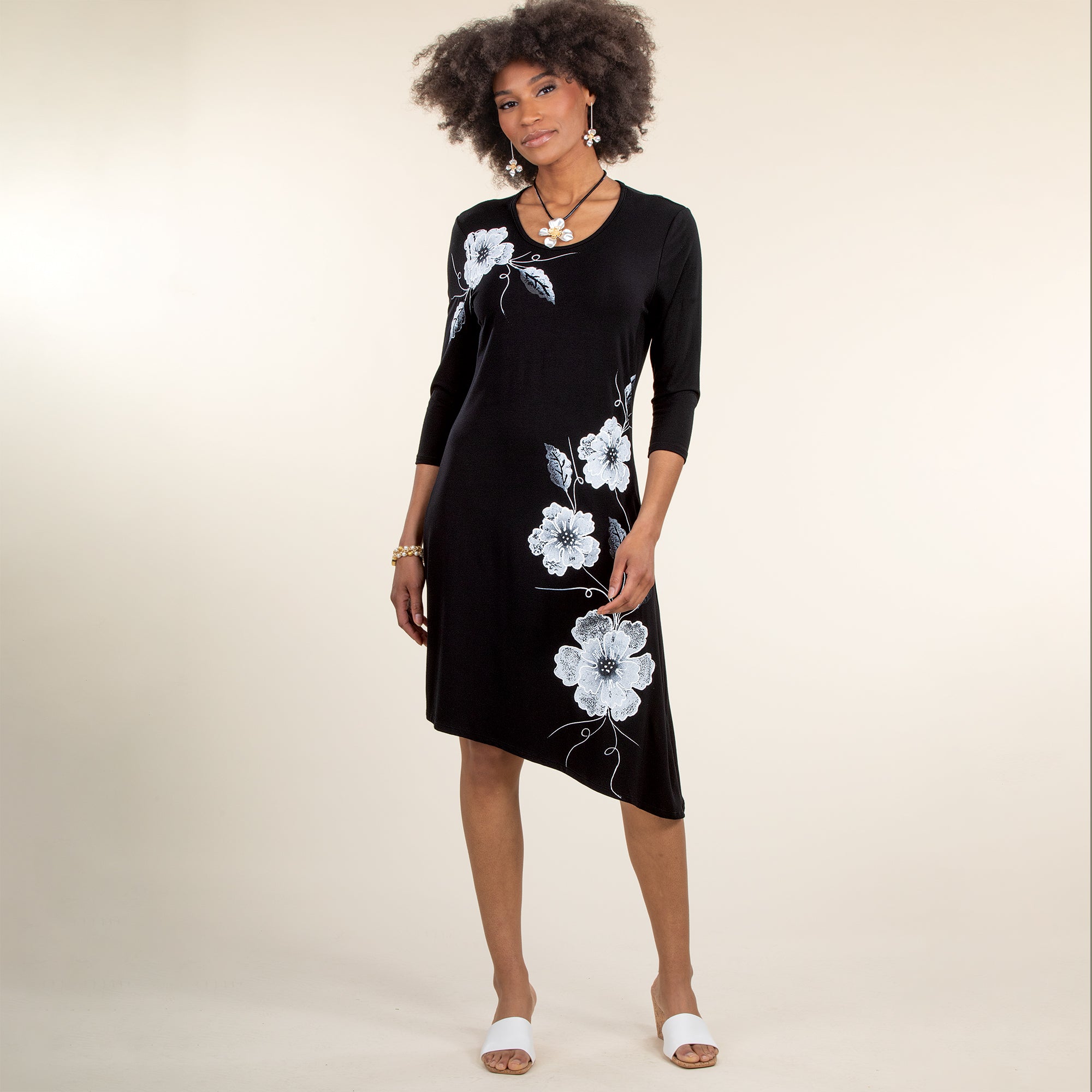 Hand-Painted Bold Blooms Dress | Uno Alla Volta