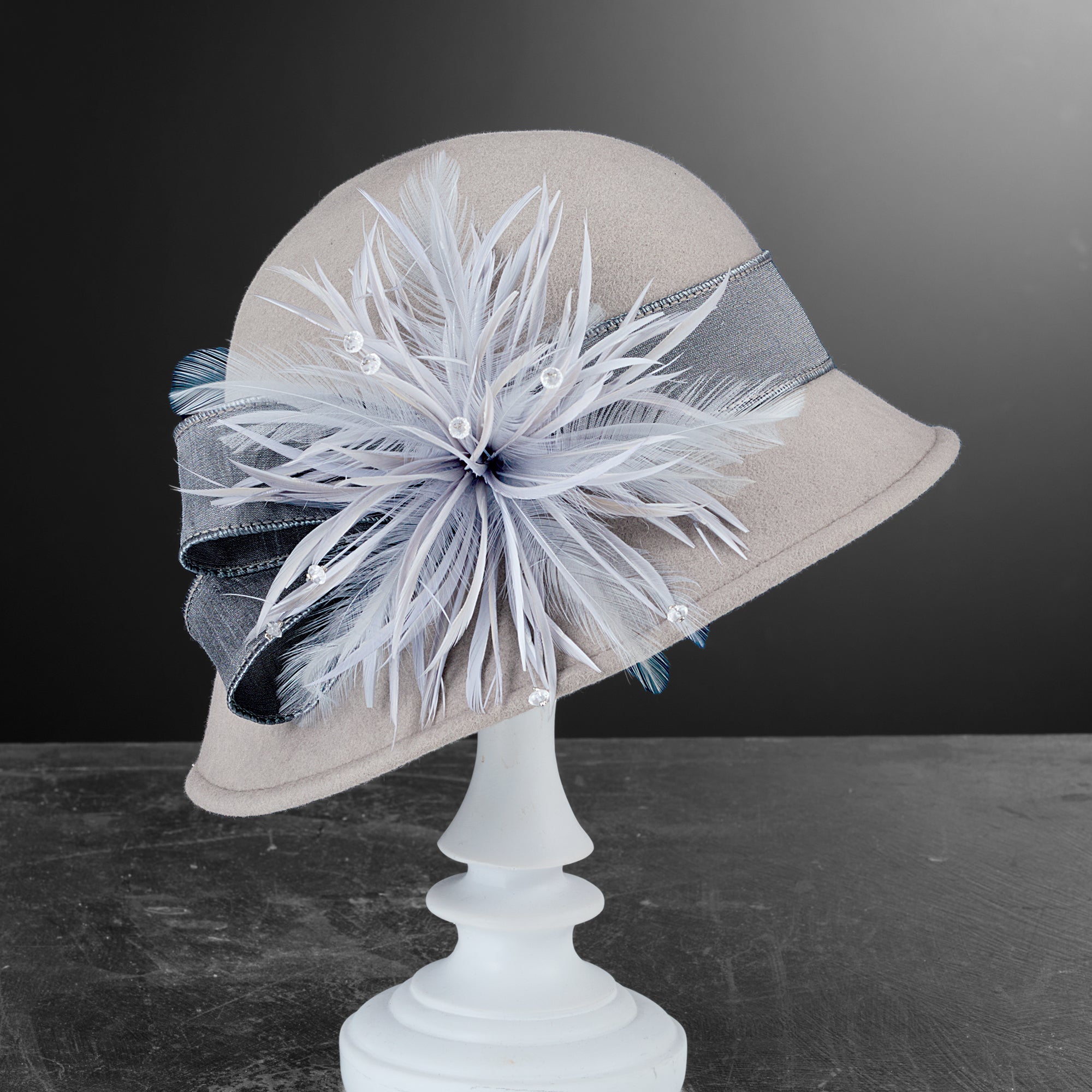 Gilda Silver Fancy Feathered Cloche | Uno Alla Volta