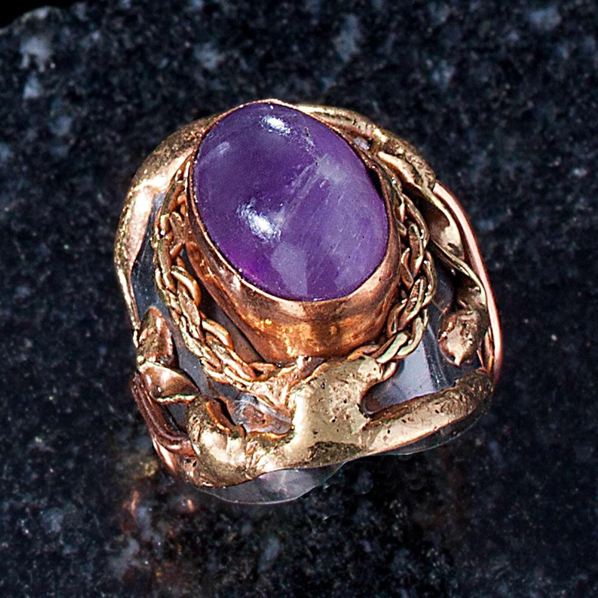 Mixed Metal Amethyst Adjustable Ring | Uno Alla Volta