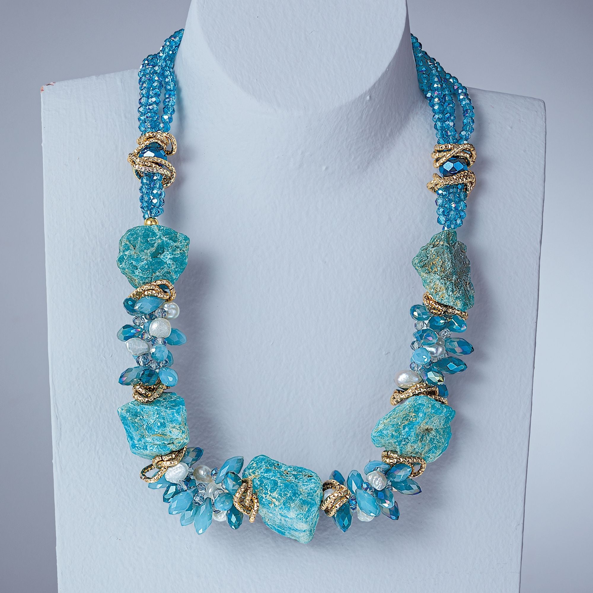 Natural Apatite Mix Cluster Statement Necklace | Uno Alla Volta