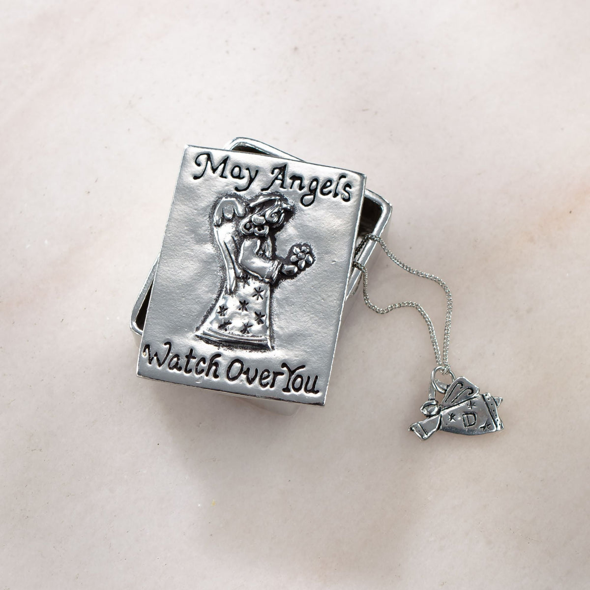 May Angels Watch Over You Pewter Wish Box | Uno Alla Volta