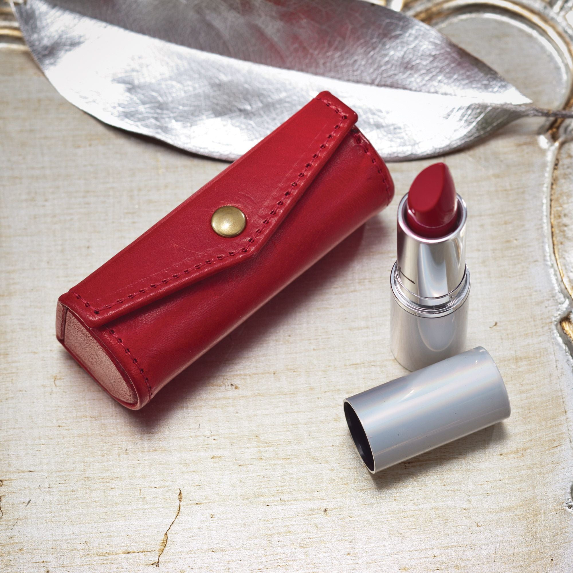 Red Italian Leather Lipstick Case | Uno Alla Volta