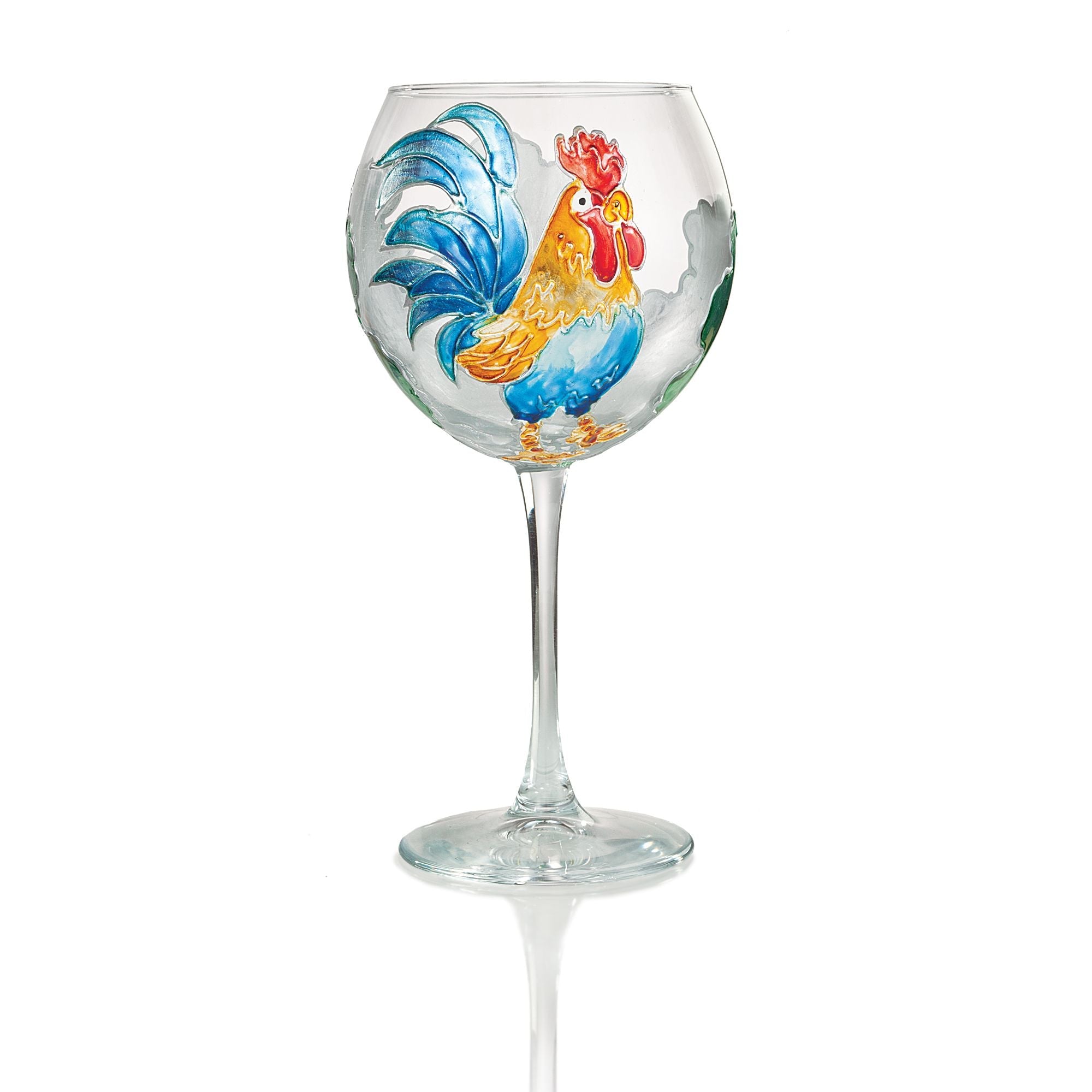 Hand-Gilded Rooster Wine Glass | Uno Alla Volta