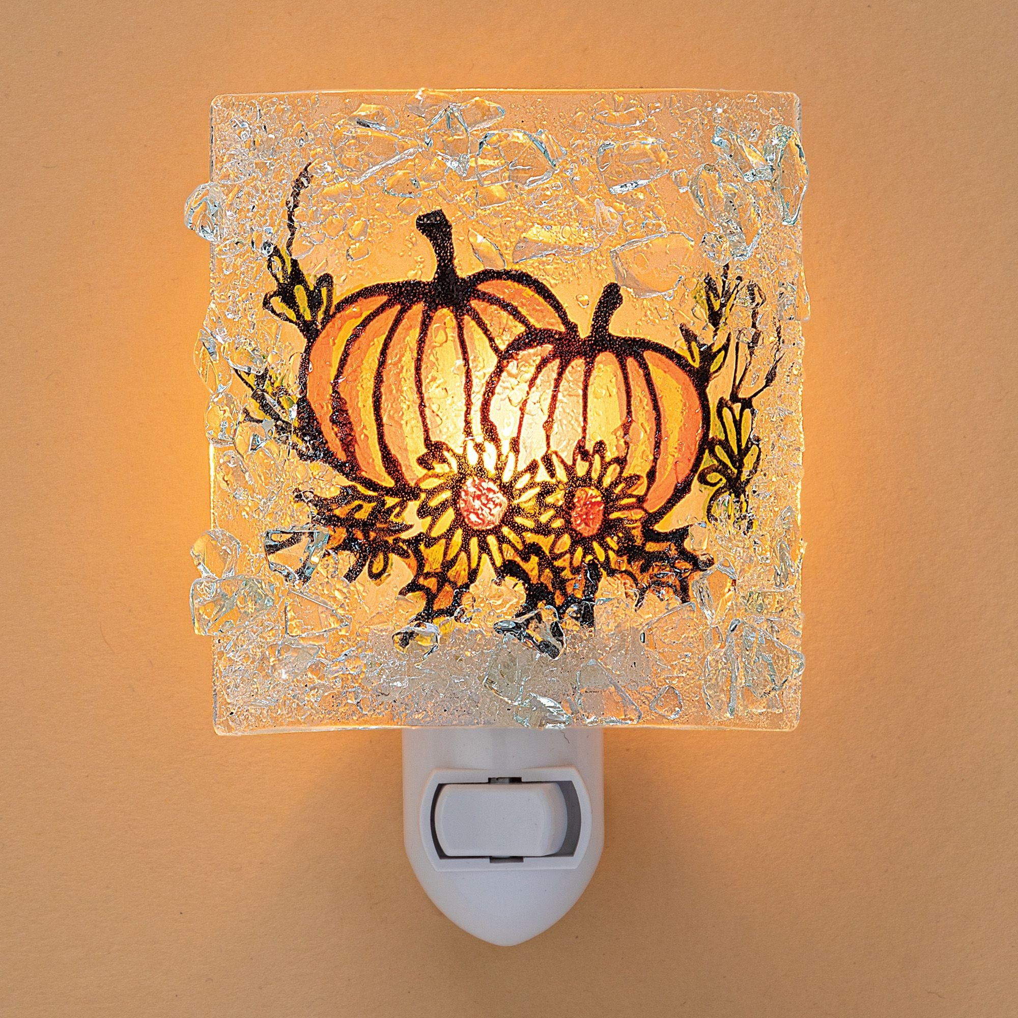 Recycled Glass Pumpkins & Flowers Nightlight | Uno Alla Volta