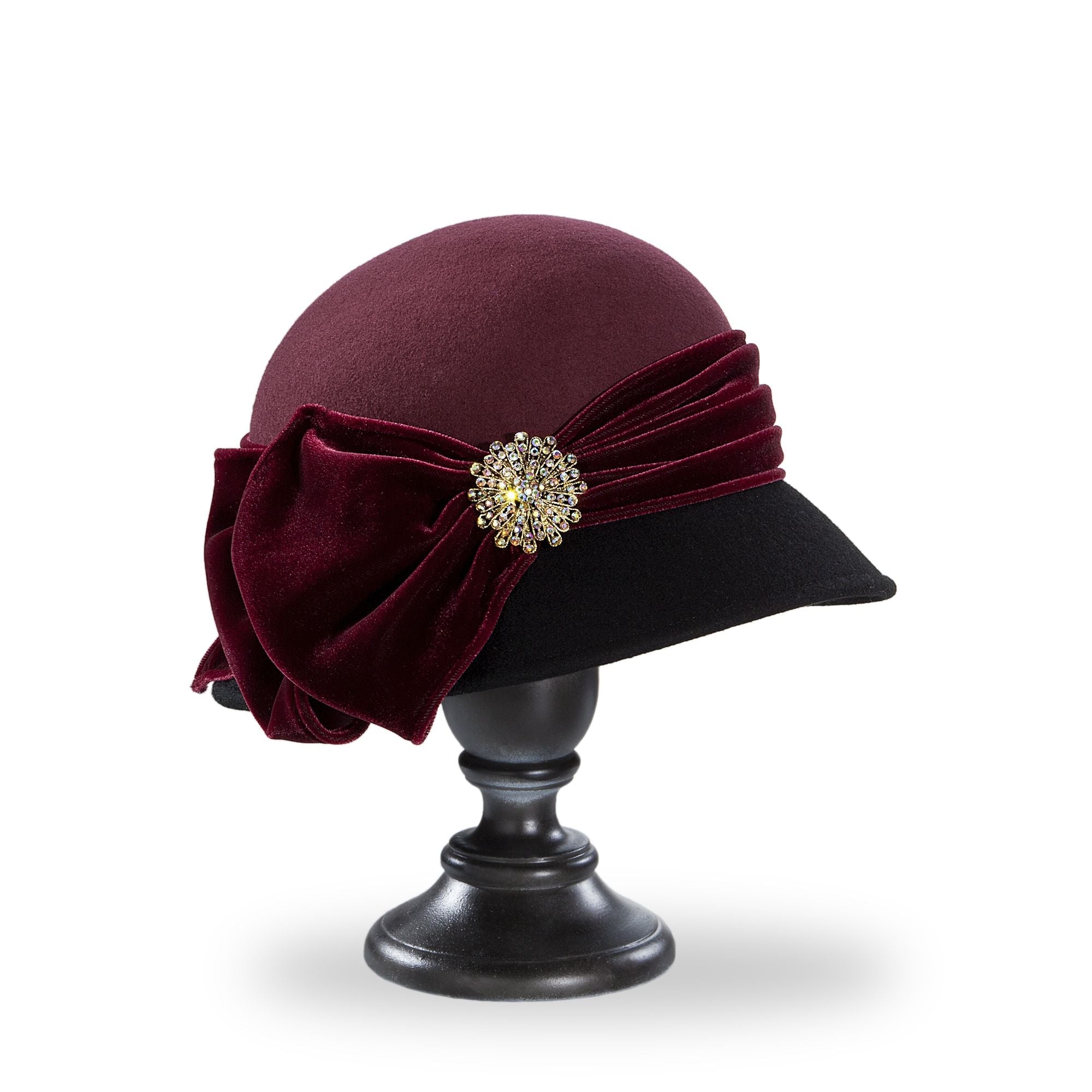 Valerie Two-Toned Burgundy Wool Cloche | Uno Alla Volta